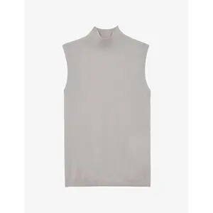 REISS Evelyn Funnel-neck Wool Vest - Grey