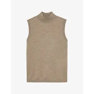 REISS Evelyn Funnel-neck Wool Vest - Neutral