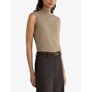 REISS Evelyn Funnel-neck Wool Vest - Neutral