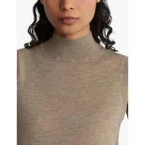 REISS Evelyn Funnel-neck Wool Vest - Neutral