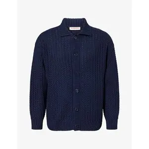 Orlebar Brown Thomas Collared Knitted Cardigan - Night Iris