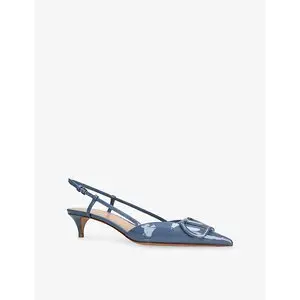 Valentino Garavani Vlogo Patent Leather Slingback Heels