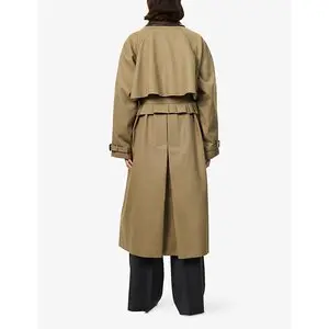 NACKIYE Leather-collar Cotton Trench Jacket