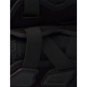 Prada Speedrock Technical Leather And Mesh Trainers - Black