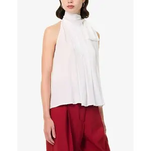 Max Mara Sleeveless Crepe De Chine Silk Top