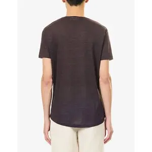 Orlebar Brown Brand-tab Short-sleeve Linen T-shirt - Espresso