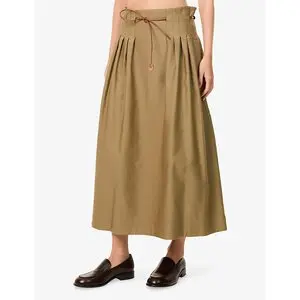Max Mara Pleated Ottoman Cotton Midi Skirt