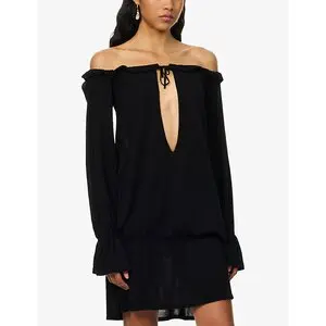 AYA MUSE Cryo Off-shoulder Woven Mini Dress