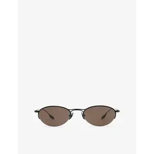 WEARI Mode Oval-frame Titanium Sunglasses - Black