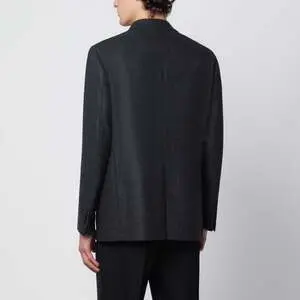 Tagliatore Anthracite Double-breasted Jacket In Wool And Cashmere