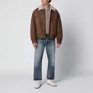 SALVATORE SANTORO Coffee Shearling Jacket With Zip