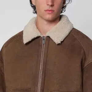 SALVATORE SANTORO Coffee Shearling Jacket With Zip