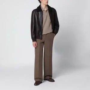 SALVATORE SANTORO Dark Leather Zip-up Jacket