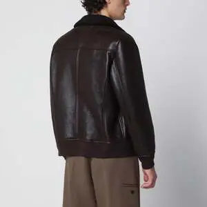 SALVATORE SANTORO Dark Leather Zip-up Jacket