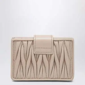 Miu Miu Matelassé Nappa Card Holder In Powder