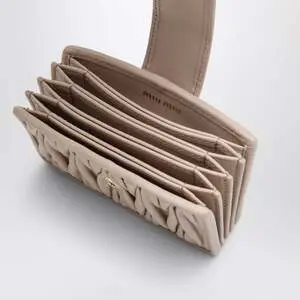 Miu Miu Matelassé Nappa Card Holder In Powder