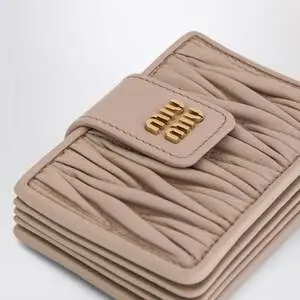 Miu Miu Matelassé Nappa Card Holder In Powder