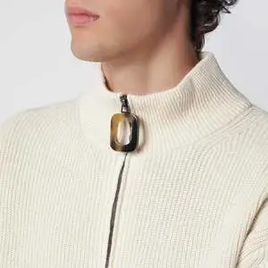 JW Anderson Ivory Half-zip Sweater In Wool Blend