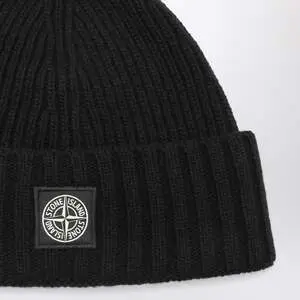 Stone Island Wool-blend Beanie With Logo Patch