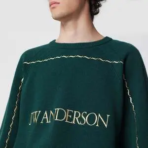 JW Anderson Forest Wool Sweater With Logo Embroidery