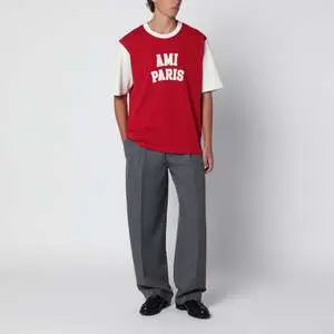 AMI Paris Ruby T-shirt With Logo Embroidery - Red
