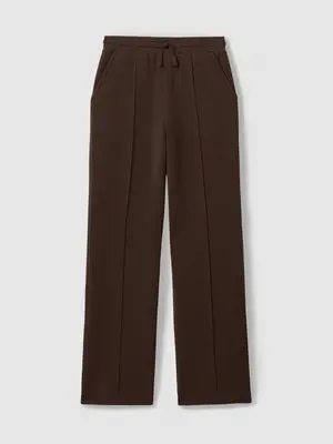 REISS Interlock Wide-leg Joggers - Chocolate