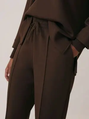 REISS Interlock Wide-leg Joggers - Chocolate