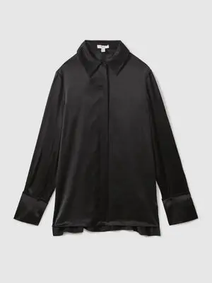 REISS Silk Double-cuff Button-through Shirt