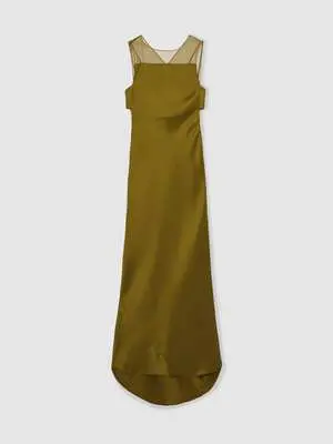 REISS Satin Sheer-panel Maxi Dress