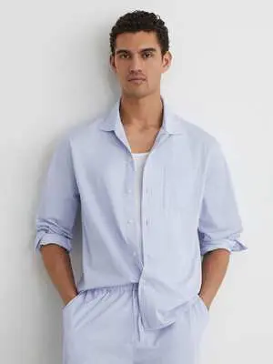 REISS Pinstripe Regular-fit Long-sleeve Shirt With Cotton Soft Blue
