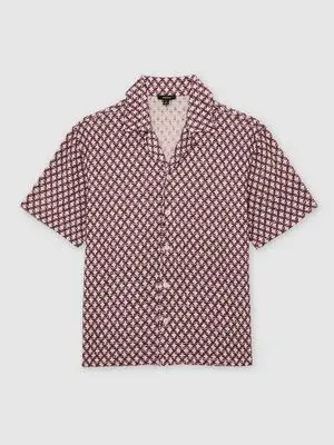 REISS Cotton-blend Embroidered Crochet Shirt