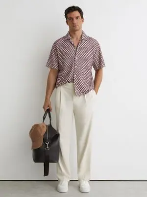 REISS Cotton-blend Embroidered Crochet Shirt
