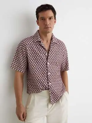 REISS Cotton-blend Embroidered Crochet Shirt