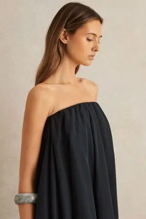 REISS Draped Strapless Mini Dress - Navy