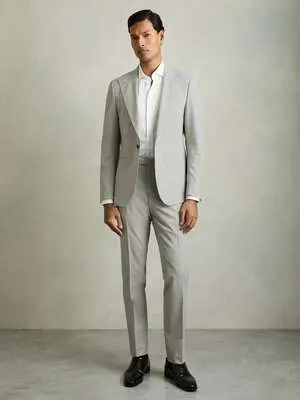 REISS Puppytooth-check Suit Trousers Slim-fit - Grey
