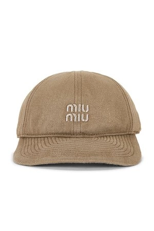 Miu Miu Drill Washed Soft Calf Baseball Cap - Argilla