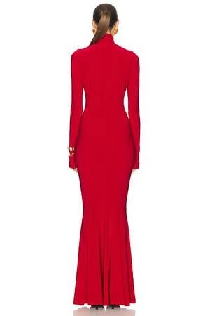 Norma Kamali Long Sleeve Turtle Fishtail Gown