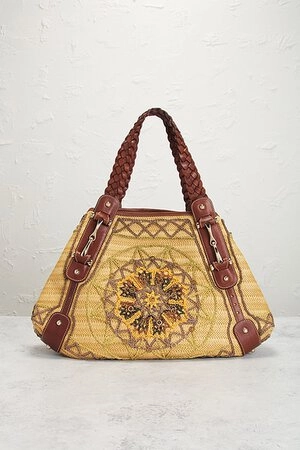 Gucci Raffia Pelham Embroidered Hobo Bag