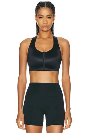 NIKESKIMS Shine Racerback Zip Front Bra - Obsidian