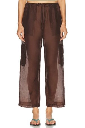 Donni. The Silk Cotton Sheer Cargo Pant - Walnut
