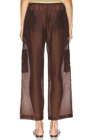 Donni. Silk Cotton Sheer Cargo Pant - Walnut