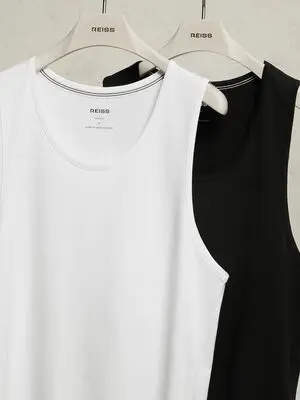 REISS White & Black Cotton Loungewear Vests