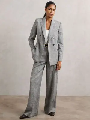 REISS Wide-leg Textured Suit Trousers