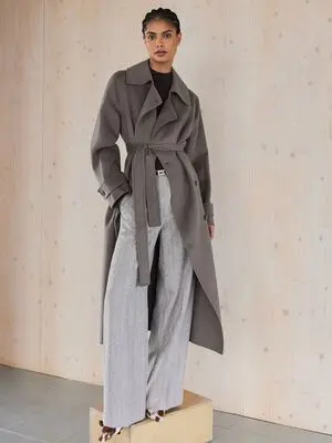 REISS Wide-leg Textured Suit Trousers