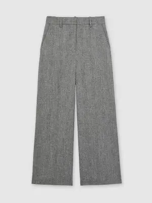 REISS Petite Wide-leg Textured Check Trousers