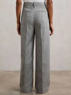 REISS Petite Wide-leg Textured Check Trousers