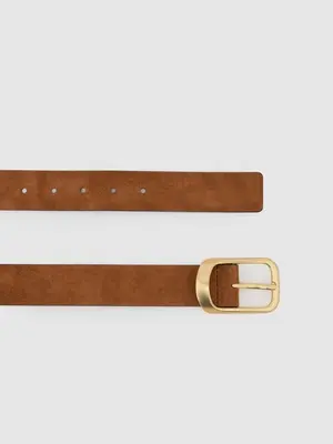 REISS Suede Curved-buckle Belt