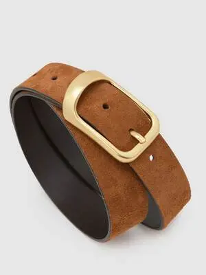 REISS Suede Curved-buckle Belt