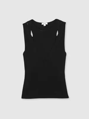 REISS Cut-out Rib-knit Vest