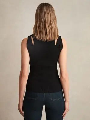 REISS Cut-out Rib-knit Vest